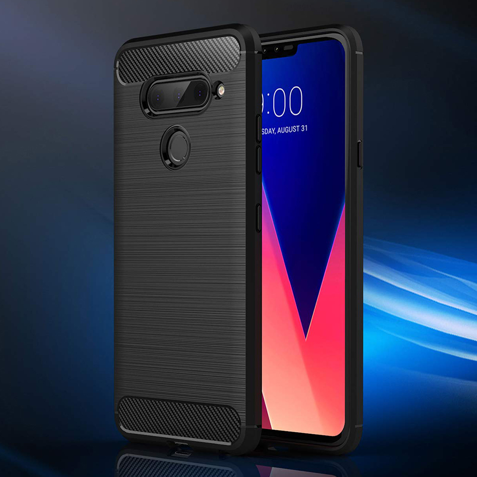 Flexi Slim Carbon Fibre Case for LG V40 ThinQ (Black)